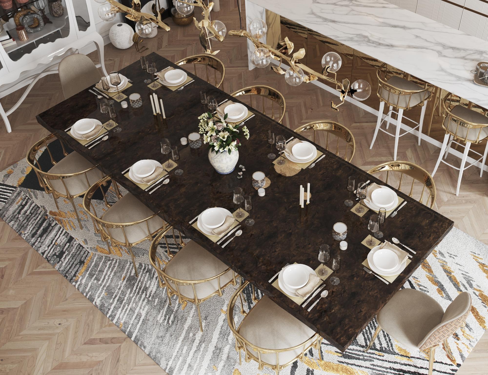 Metamorphosis Dining Table - Hand Hammered Brass and Wood - Boca do ...