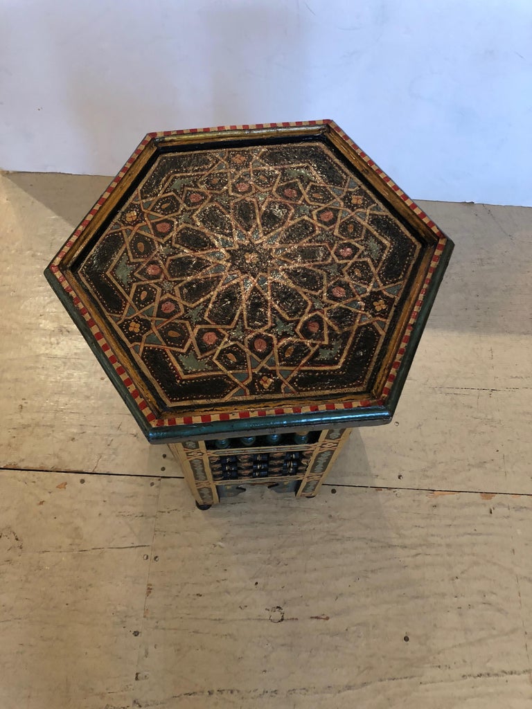 Meticulously Hand Painted Octagonal Moroccan Side Table in Red Green ...