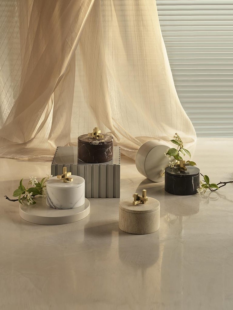 Metropolis Box Round Bianco Marble by Greg Natale For Sale at 1stDibs