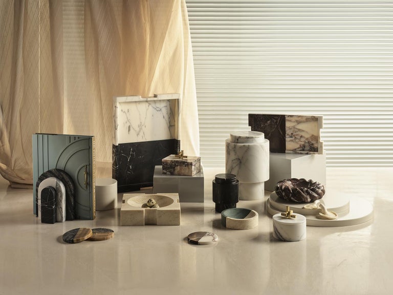 Metropolis Box Round Bianco Marble by Greg Natale For Sale at 1stDibs