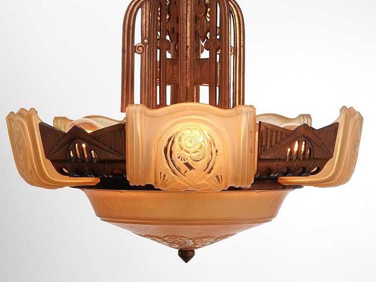 Metropolis Style Art Deco Chandelier For Sale at 1stDibs