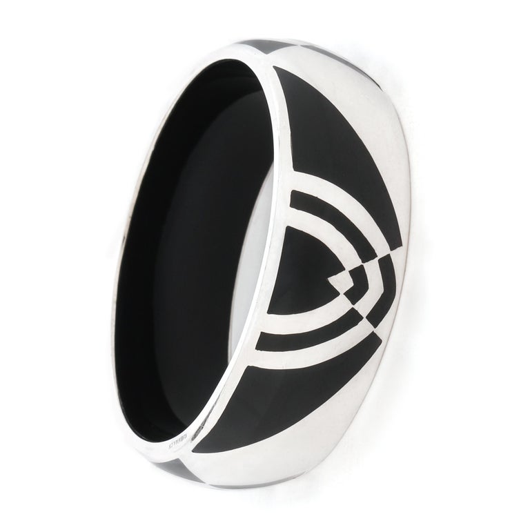 METROPOLITAN MUSEUM OF ART Deco Black Enamel Sterling Silver Bangle ...