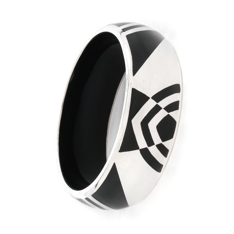METROPOLITAN MUSEUM OF ART Deco Black Enamel Sterling Silver Bangle ...