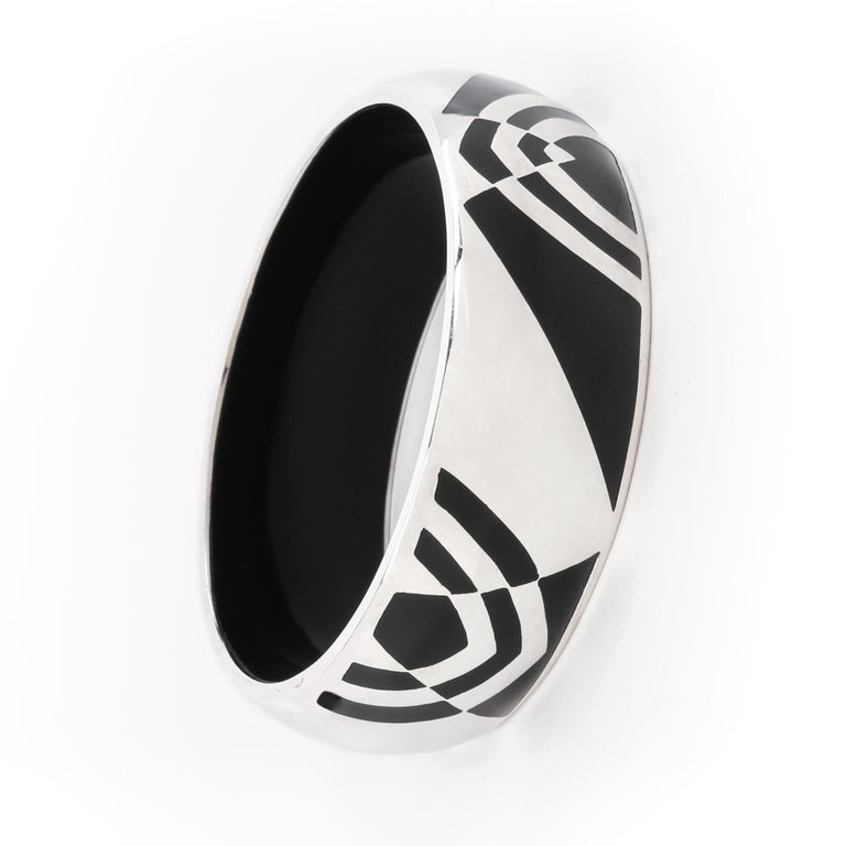 METROPOLITAN MUSEUM OF ART Deco Black Enamel Sterling Silver Bangle ...