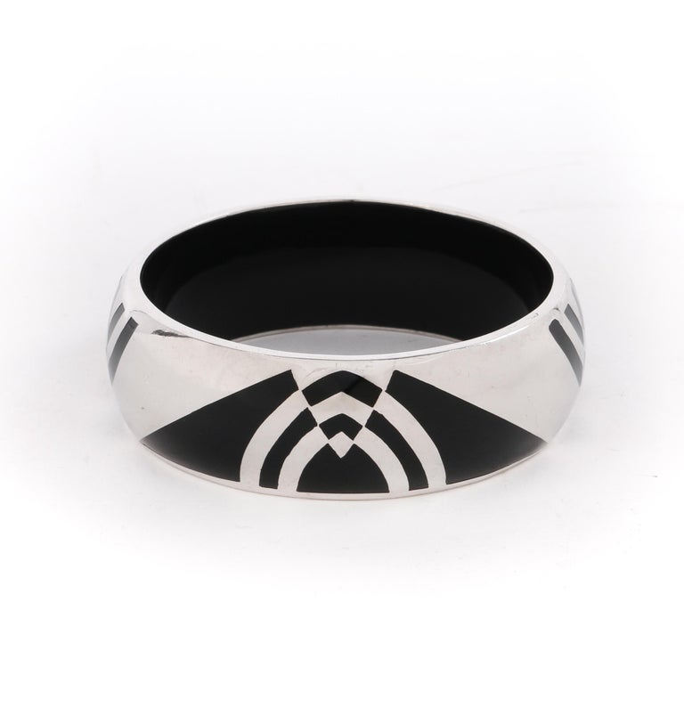 METROPOLITAN MUSEUM OF ART Deco Black Enamel Sterling Silver Bangle ...
