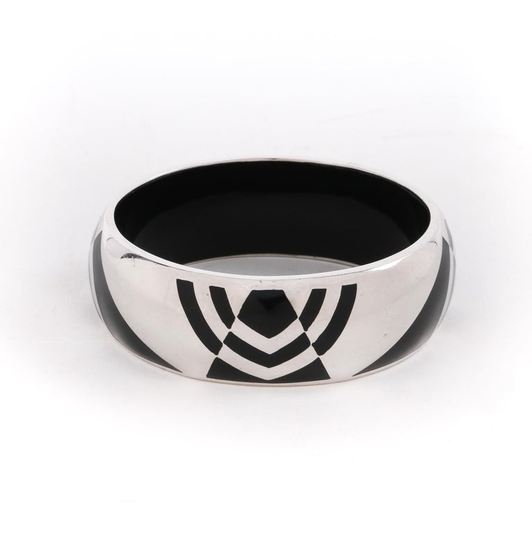 METROPOLITAN MUSEUM OF ART Deco Black Enamel Sterling Silver Bangle ...