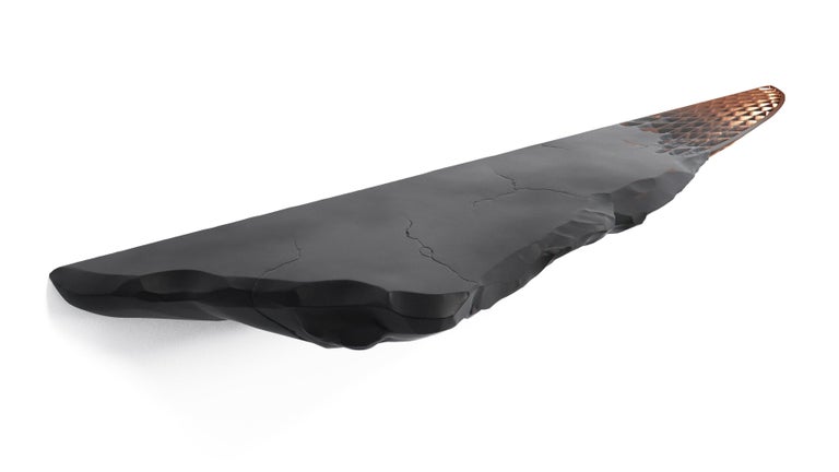 Metsidian Wall Shelf Made in Obsidian with Copper Finish on Top by ...