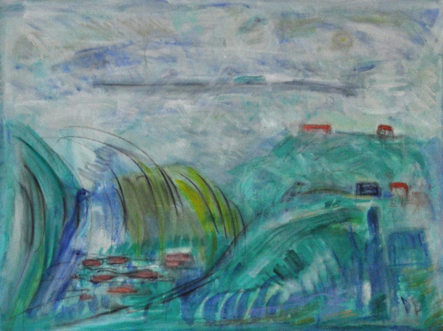 Mette Birckner - Danish contemporary painting "Landscape", oil on ...