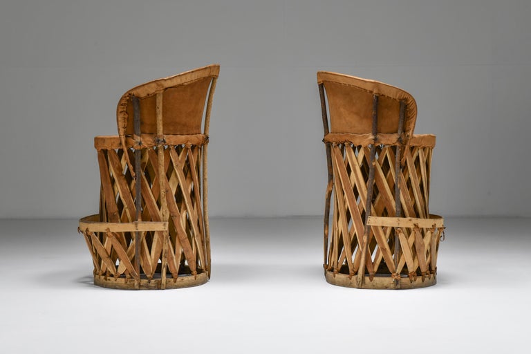 Mexican Art Populaire Bar Stools, Leather and Wood, 1970s For Sale at ...