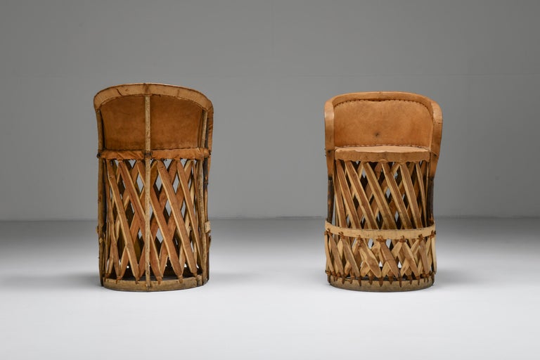 Mexican Art Populaire Bar Stools, Leather and Wood, 1970s For Sale at ...