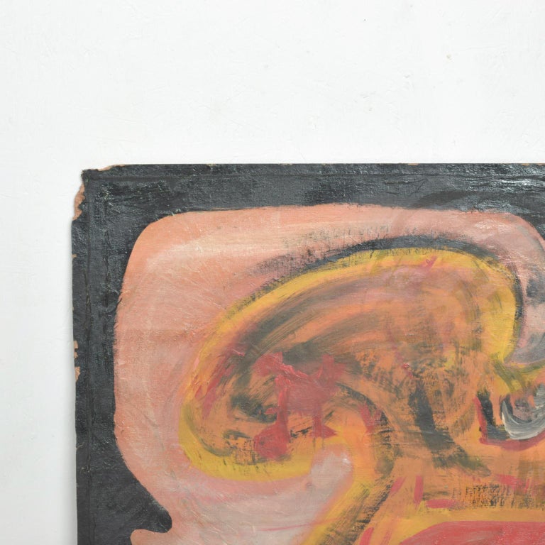 1960s Mexican Artist Rodolfo Nieto Abstract Oil Painting Morton Label ...