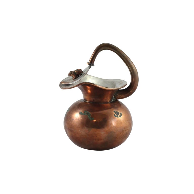 Mexican Copper, Brass and Malachite Inlay Frog Pitcher by Chato ...