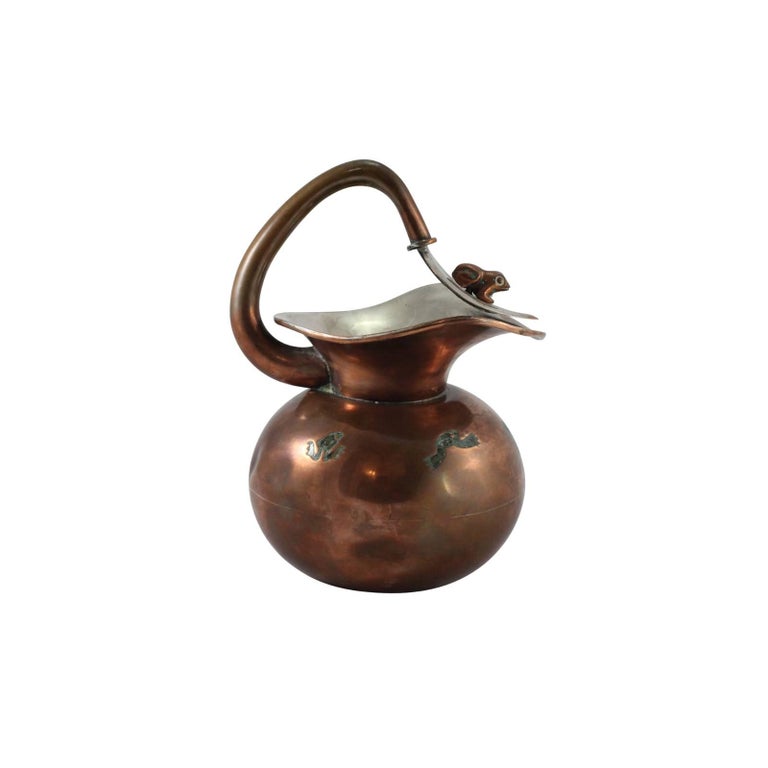 Mexican Copper, Brass and Malachite Inlay Frog Pitcher by Chato ...