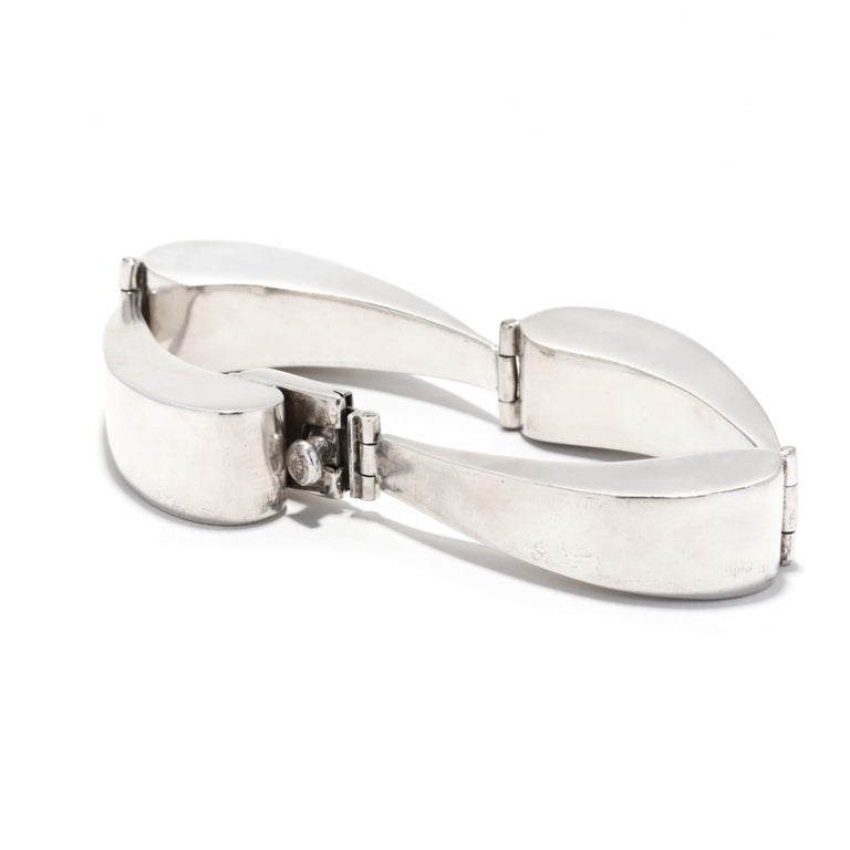 Mexican Curved Link Bracelet, Sterling Silver, Heavy Silver Bracelet ...