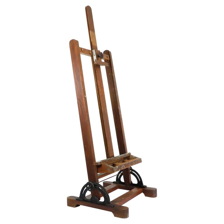 Mexican Early 1950 Wood Adjustable Artist Easel at 1stDibs