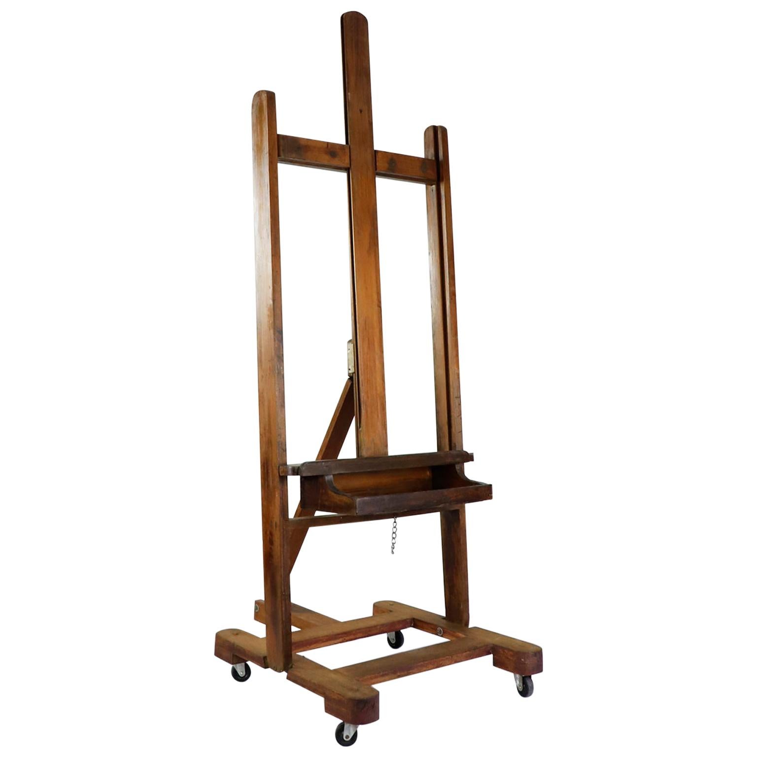 Mexican Early 1950 Wood Adjustable Artist Easel at 1stDibs