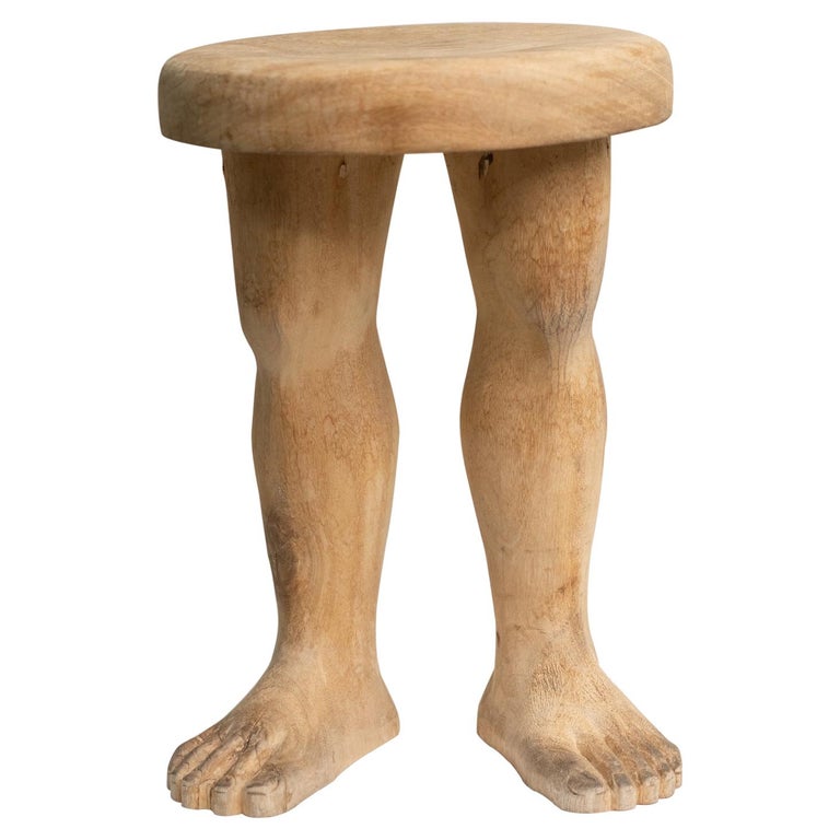 Mexican Hand Carved Solid Wood Folk Art "Foot" Side Table at 1stDibs