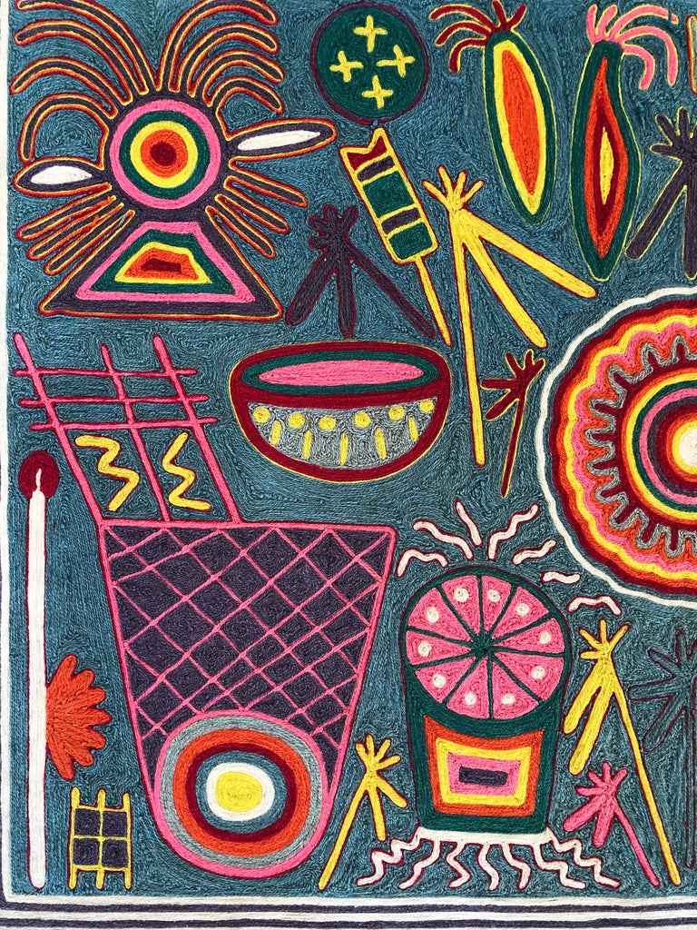 Mexican Handmade Wool Folk Art Textile "Feast of the Peyote for Better ...