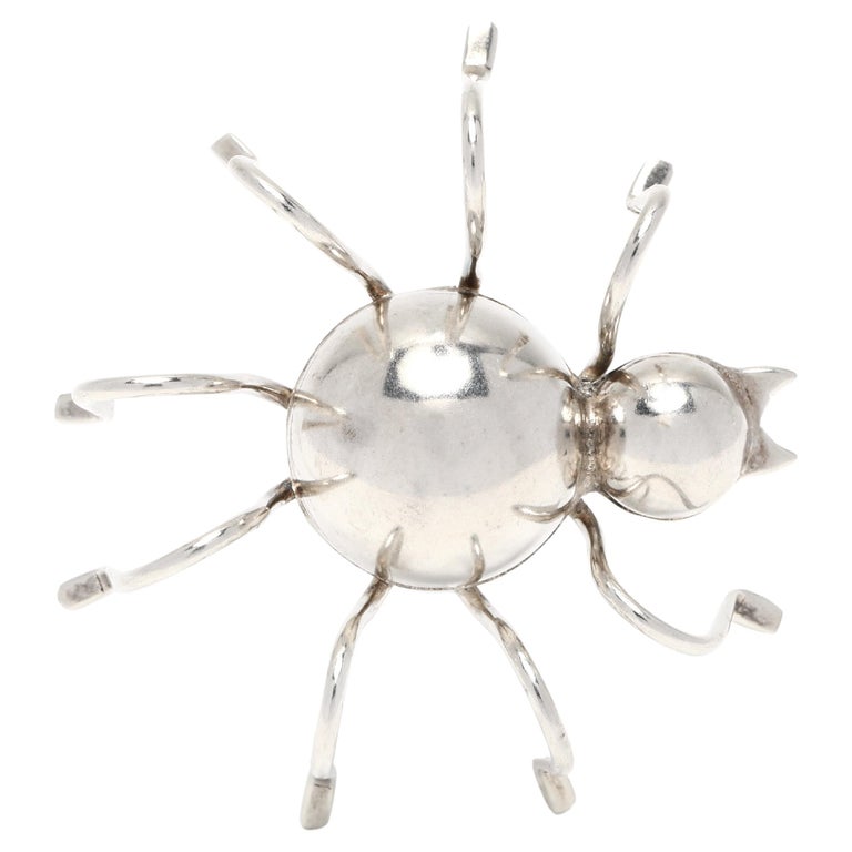 Mexican Large Spider Brooch, Sterling Silver, Length 2 Inches, Spooky ...
