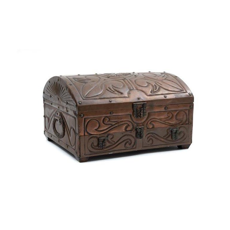 Mexican Mid-Century Modern Embossed Copper Jewel Box For Sale at 1stDibs