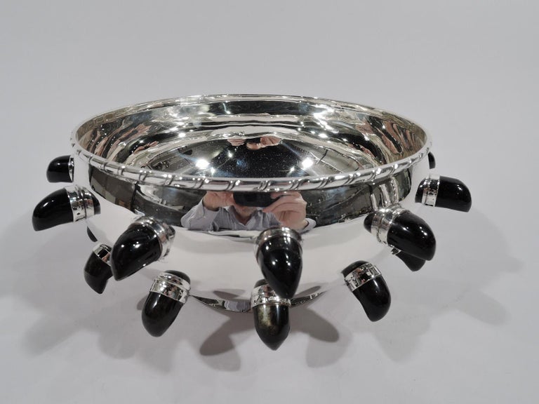 Mexican Mid-Century Modern Sterling Silver and Obsidian Bowl by Tane ...