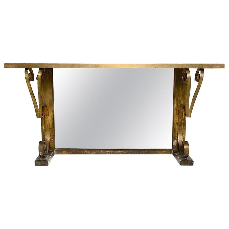 Mexican Modern Regency Arturo Pani Bronze Eglomise Console Table, 1940s ...