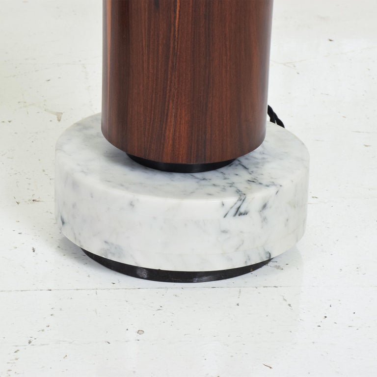 Mexican Modernism Tall Cylinder Table Lamps Marble and Rosewood 1960s ...