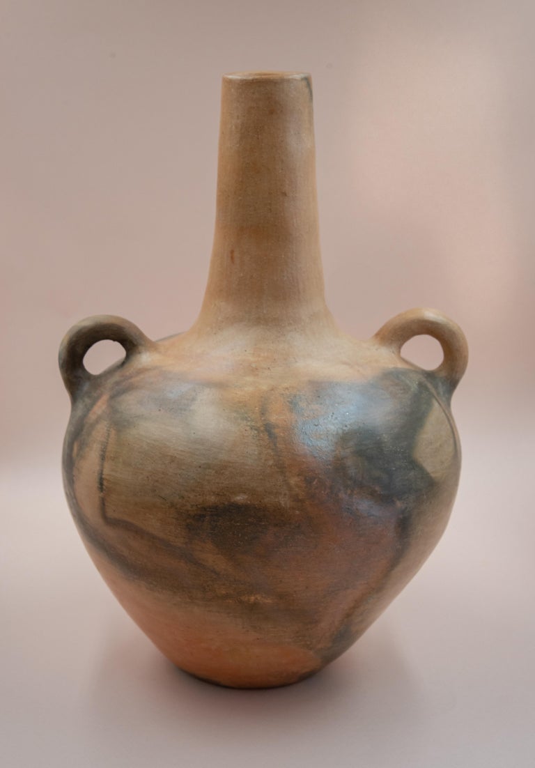 Mexican Natural Clay Folk Art Handmade Water Jar Pitcher with Handles ...