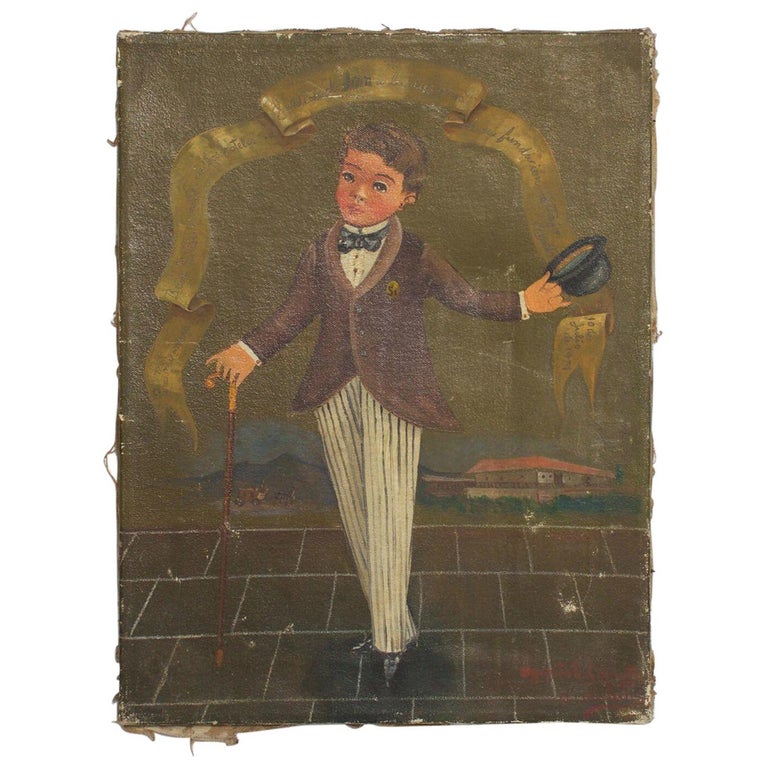 Mexican Oil Painting on Canvas Midcentury Rich Boy Style of Horacio ...