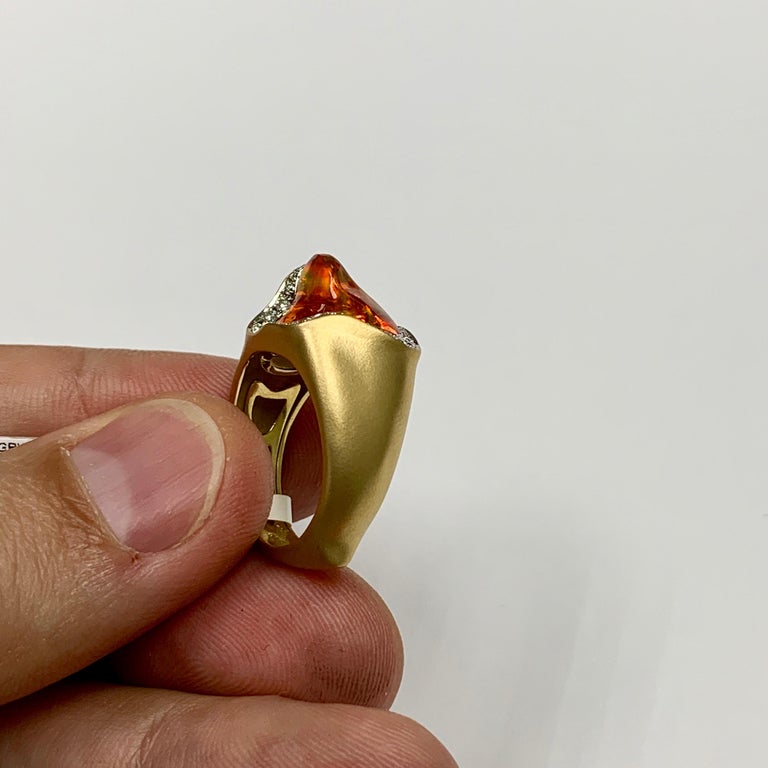 Mexican Opal 4.12 Carat Diamonds One of a Kind 18 Karat Yellow Gold ...