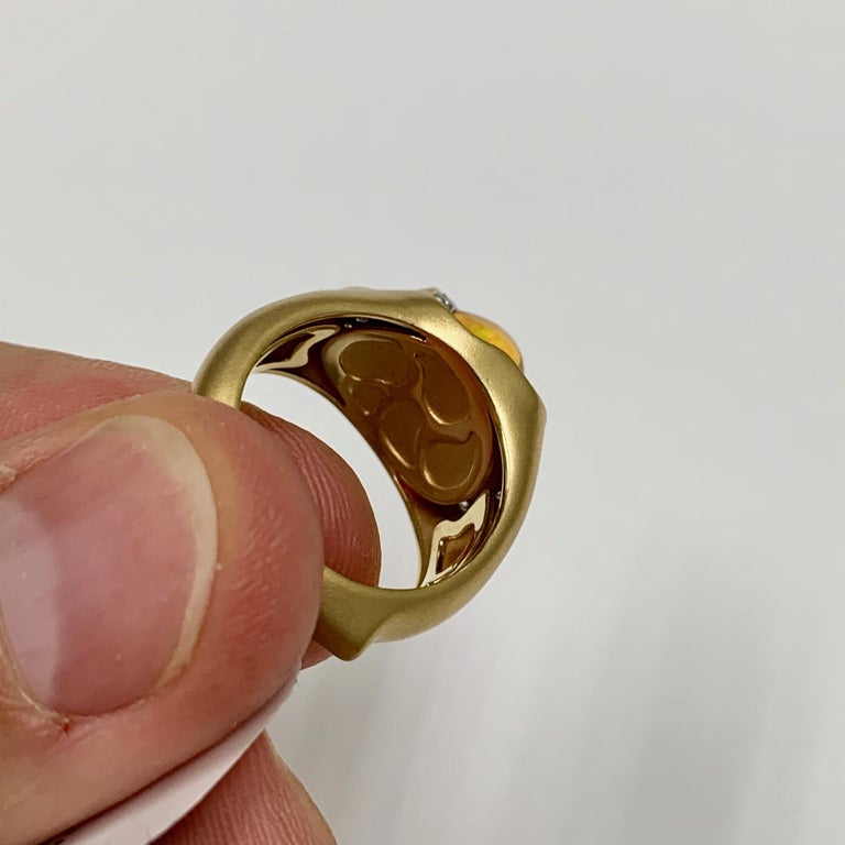 Mexican Opal 4.12 Carat Diamonds One of a Kind 18 Karat Yellow Gold ...
