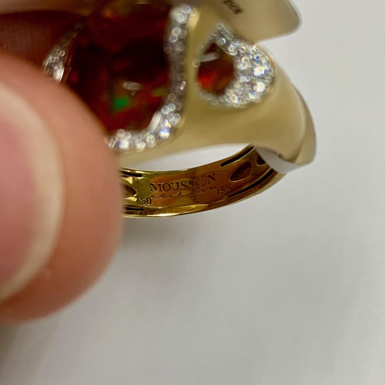 Mexican Opal 4.12 Carat Diamonds One of a Kind 18 Karat Yellow Gold ...