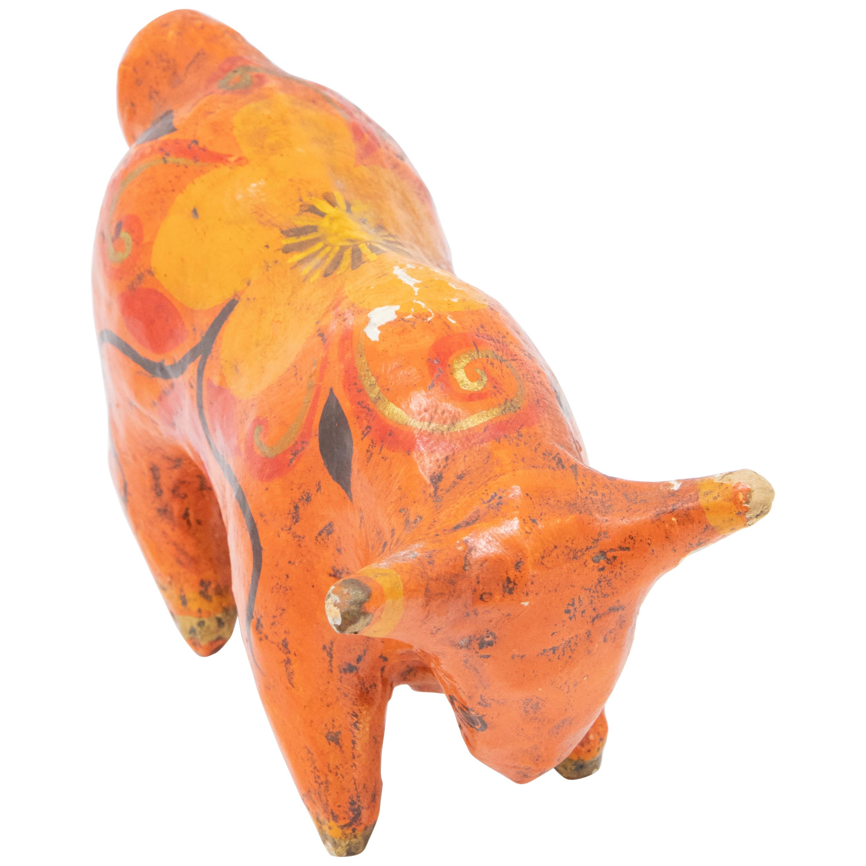 Mexican Papier Mâché Bull Figurine at 1stDibs