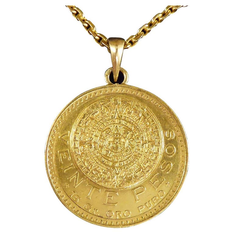 Mexican Pesos 21.6ct Gold Coin Unique Hidden Locket on 22ct Yellow Gold ...