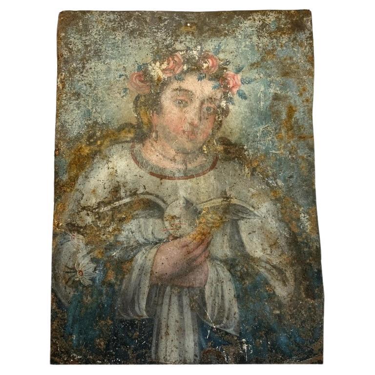 Original Mexican Retablo "Exvotos" Oil on Tin For Sale at 1stDibs