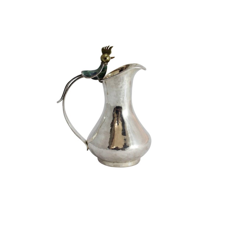 Mexican Silver Plated Pitcher with Malachite and Lapis by Los Castillo ...