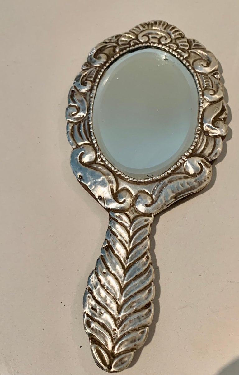 Mexican Sterling Silver Hand Vanity Mirror at 1stDibs