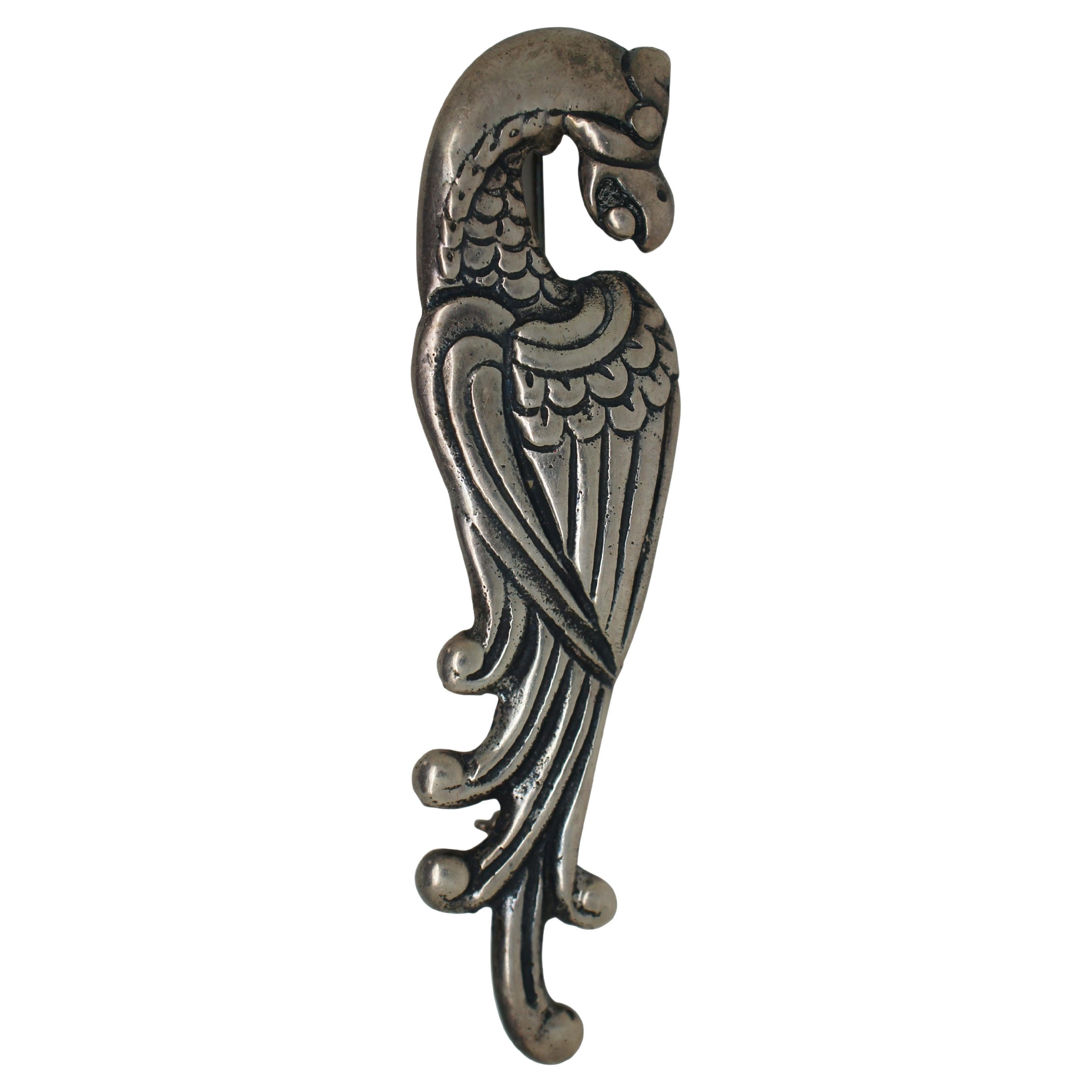 Mexican Sterling Silver Heraldic Quetzal Bird Phoenix Eagle Brooch Pin ...