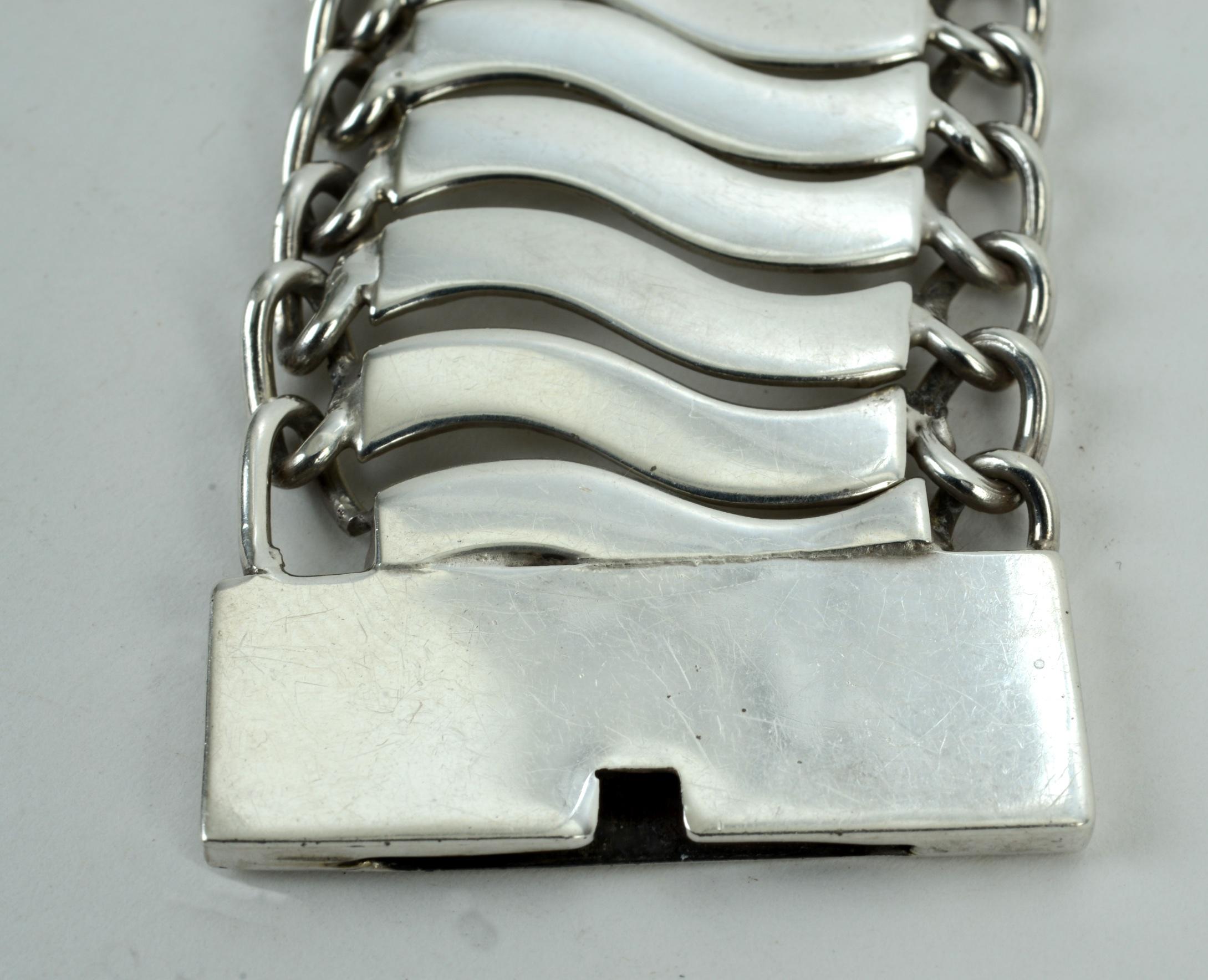 Mexican Sterling Silver Linked Wave Necklace by Plateria Farfan, circa ...