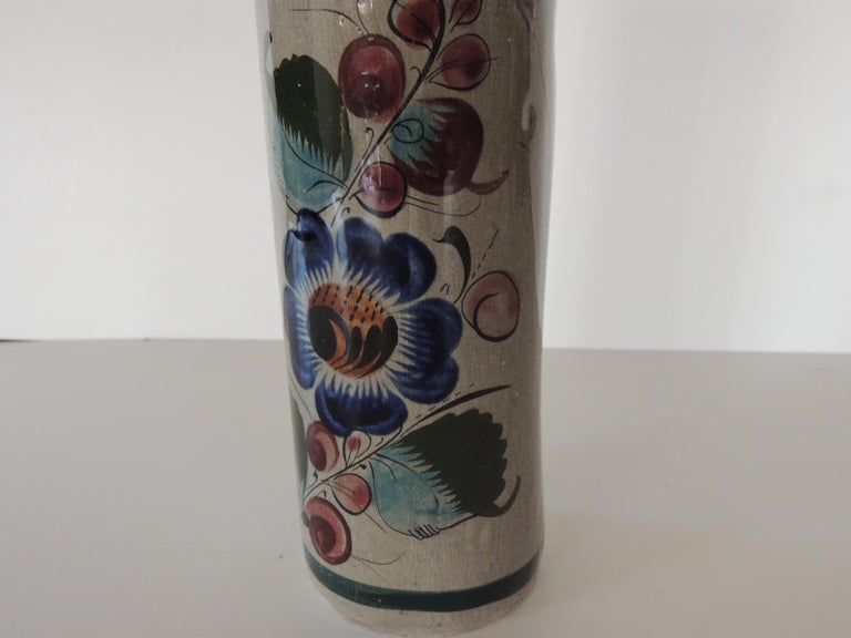 Mexican Tonala Blue and Grey Round Vase at 1stDibs