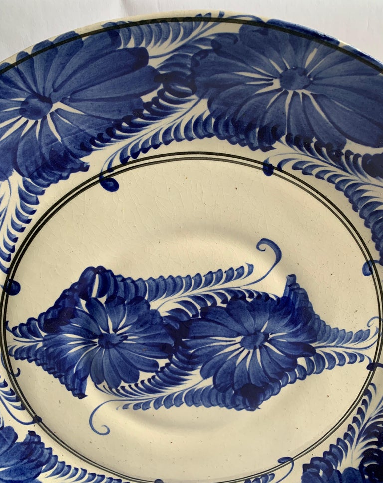 Mexican Talavera Pottery Large Blue and White Platter at 1stDibs