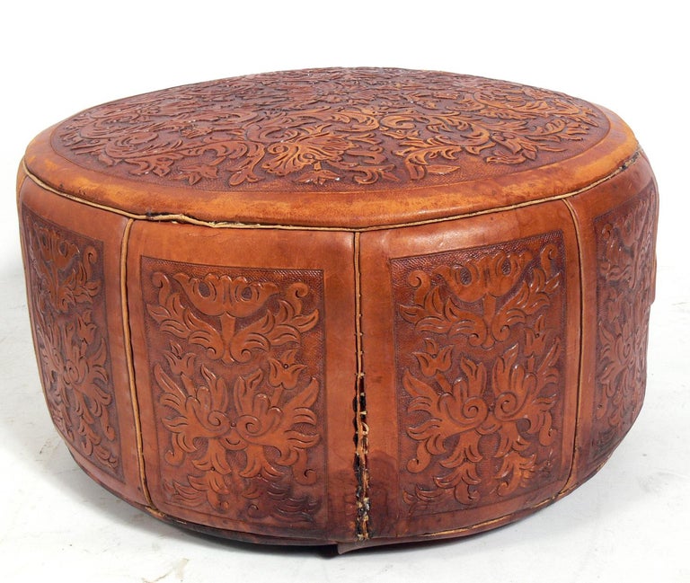 Mexican Tribal Decoration Leather Stools at 1stDibs
