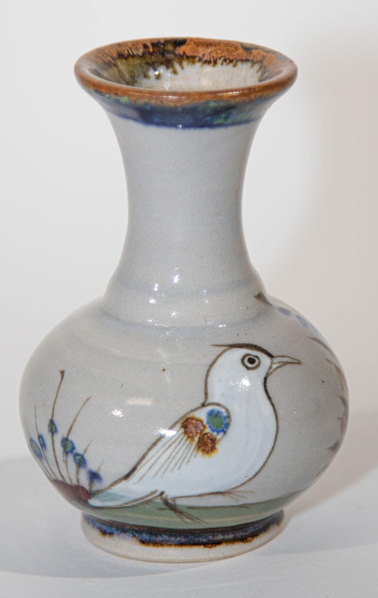 Mexican Vintage Ken Edwards Tonala Pottery Hand Painted Blue Vase at ...
