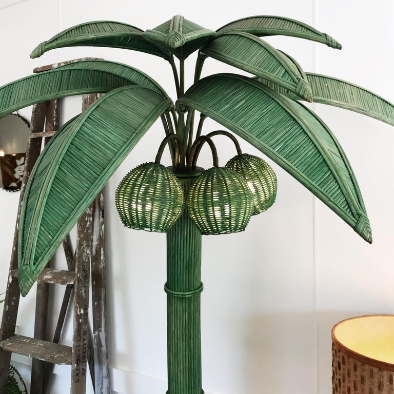 Mexican Wicker Rattan Palm Tree Floor Lamp by Mario Lopez Torres in ...