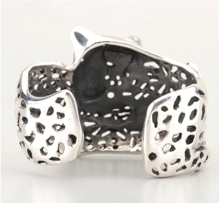 Mexico Modernist Los Castillos Sterling Jaguar Cuff Bracelet by Emilia ...