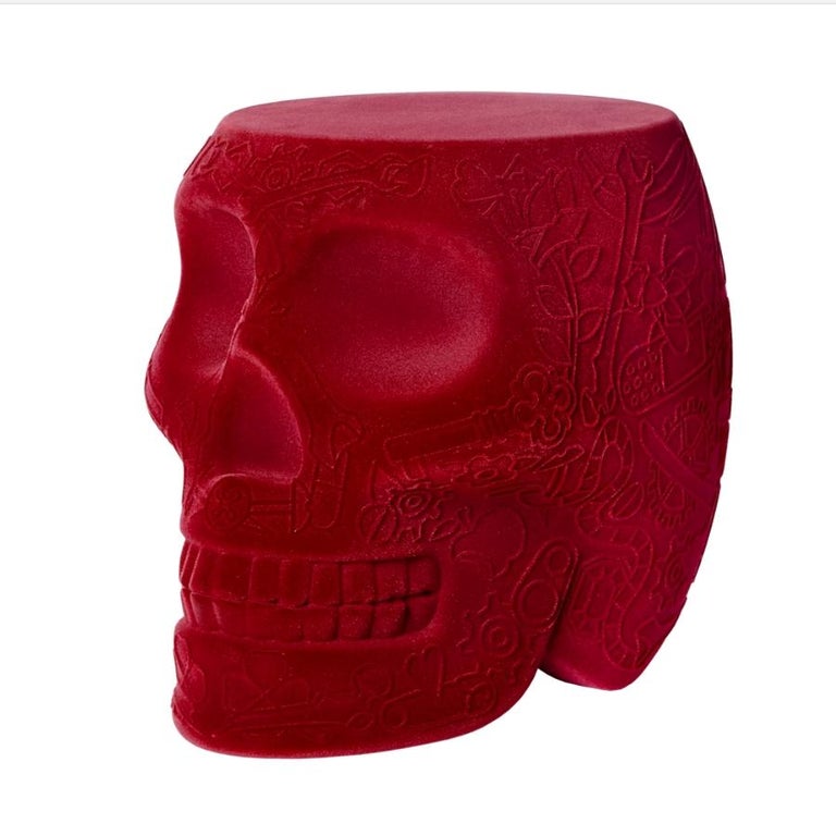 Mexico Red Velvet Skull Stool or Side Table, Designed by Studio Job For ...