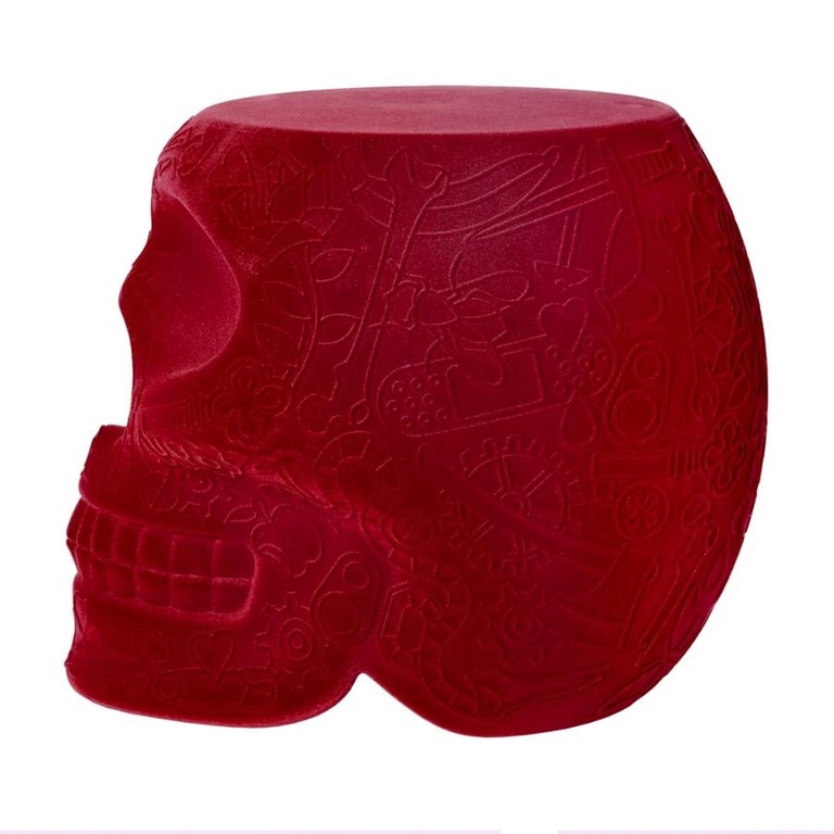 Mexico Red Velvet Skull Stool or Side Table, Designed by Studio Job For ...