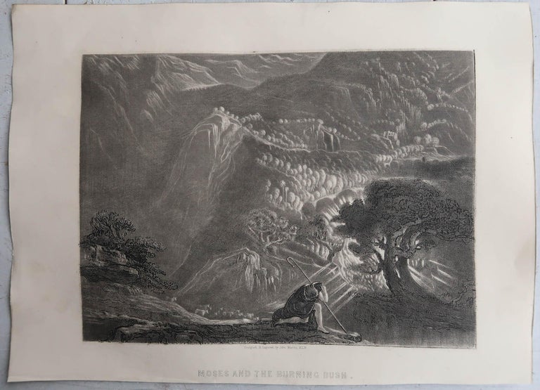 Mezzotint by John Martin, Moses and the Burning Bush, Sangster, circa ...