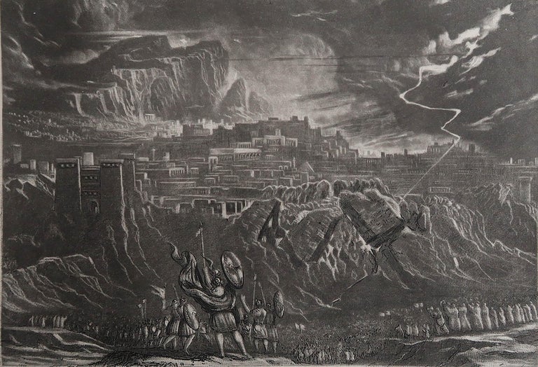 Mezzotint by John Martin, the Fall of the Walls of Jericho, Sangster, C ...