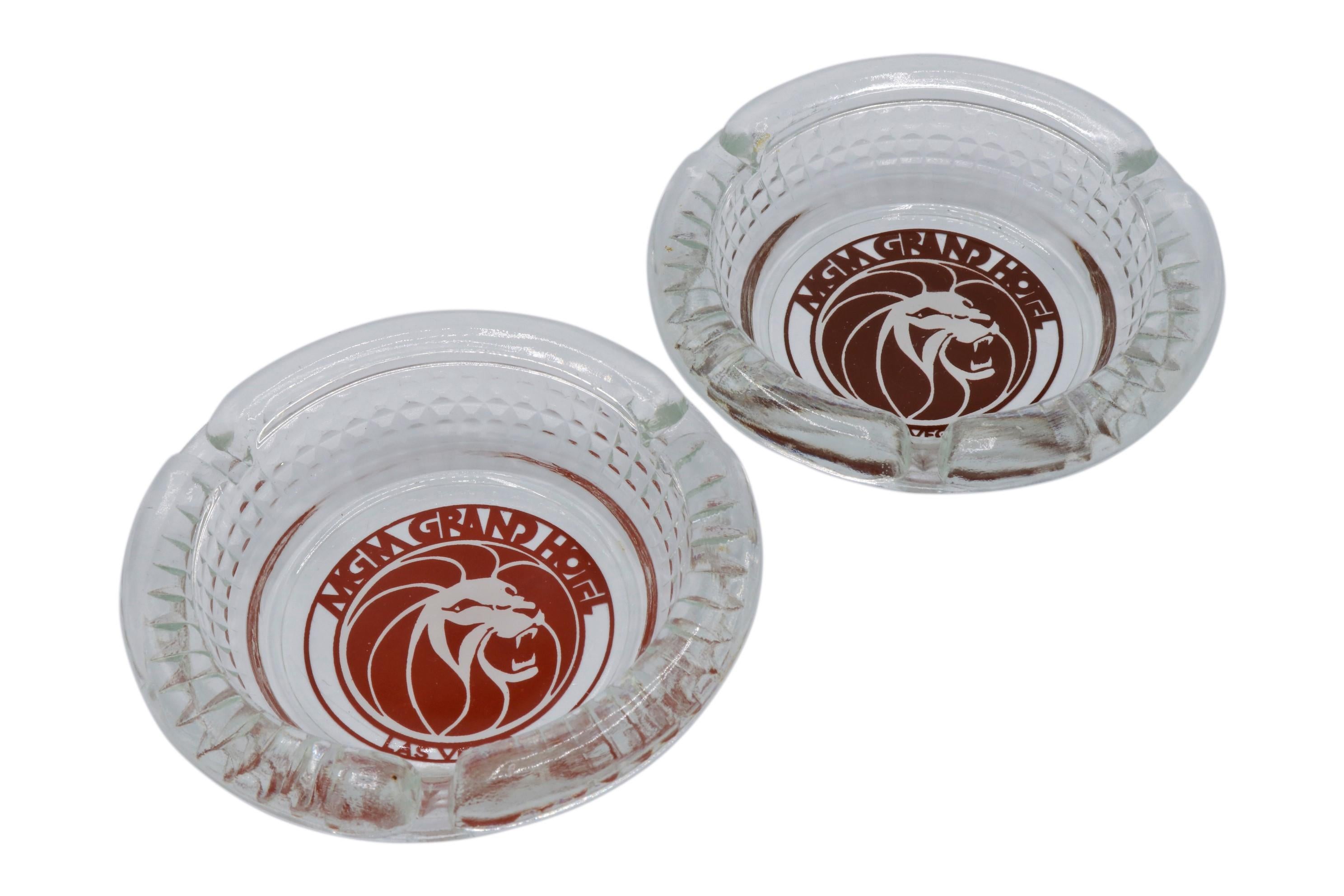 MGM Grand Hotel Las Vegas Glass Ashtrays - a Pair For Sale at 1stDibs